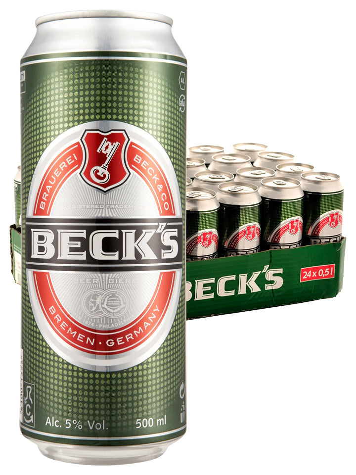Beck's Lager Imported Beer Case 24 x 500mL Cans – The Drink Society