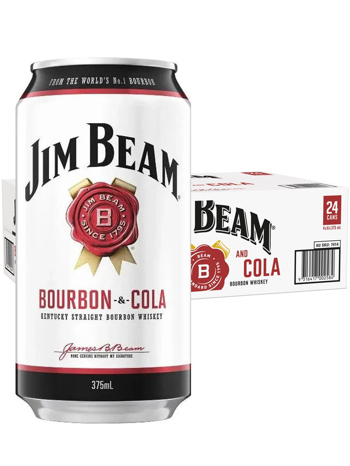 Jim Beam White Label Bourbon & Cola 24 x Pack Cans 375mL – The Drink ...