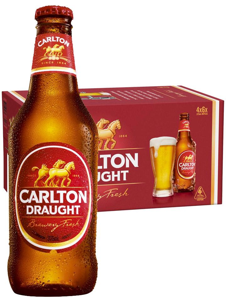 Carlton Draught Beer Case 4 x 6 Pack 375mL Bottles – The Drink Society